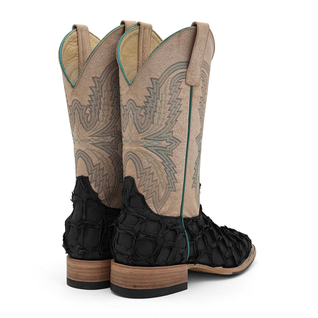 Premium Black Matte Big Bass Pirarucu Western Cowgirl Boots - M2034